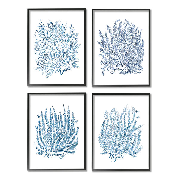 Rosecliff Heights Mixed Herbs Botanical Plants by Laura Marr - 4 Piece ...