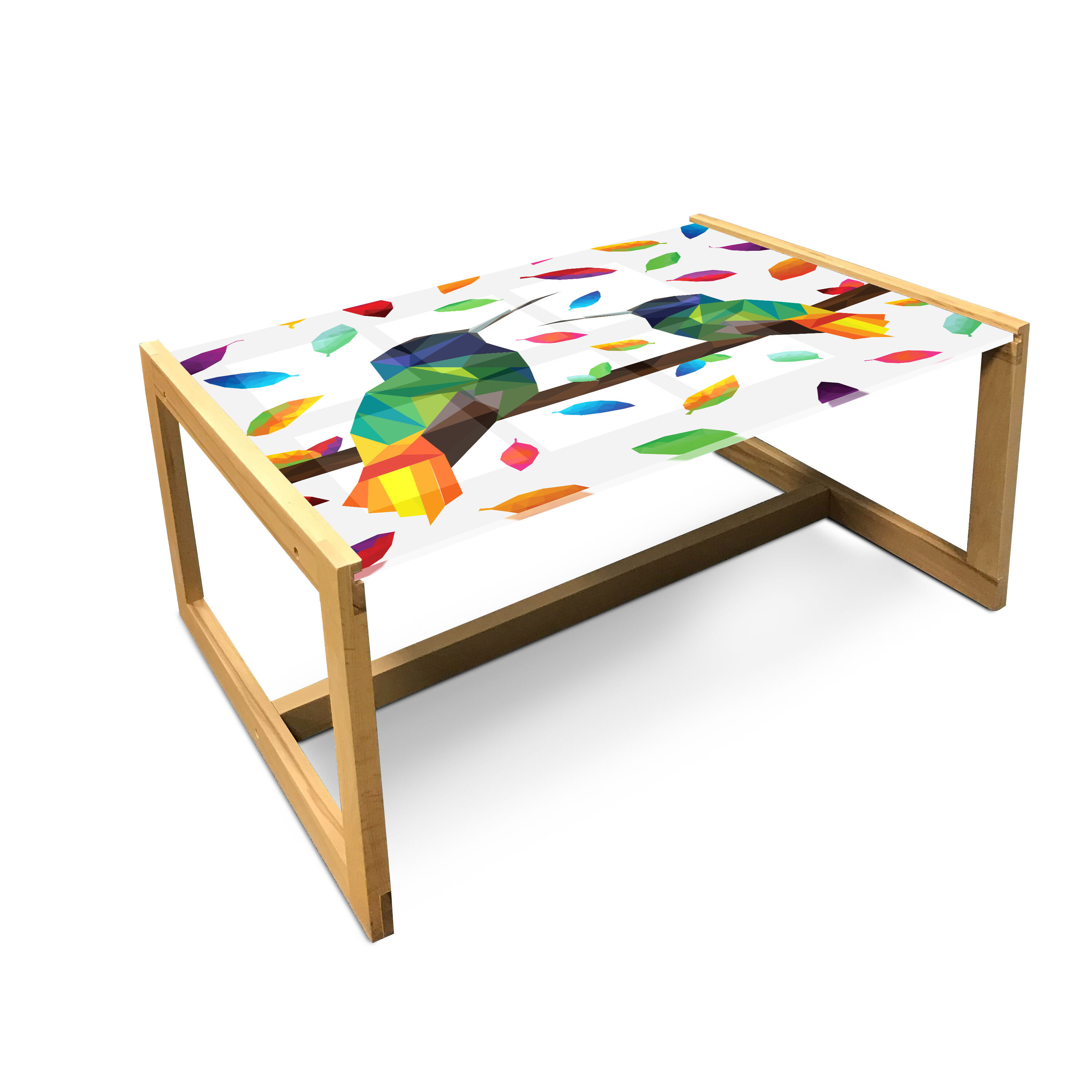 East Urban Home Polygonal Coffee Table, Low Poly Colorful Hummingbirds ...