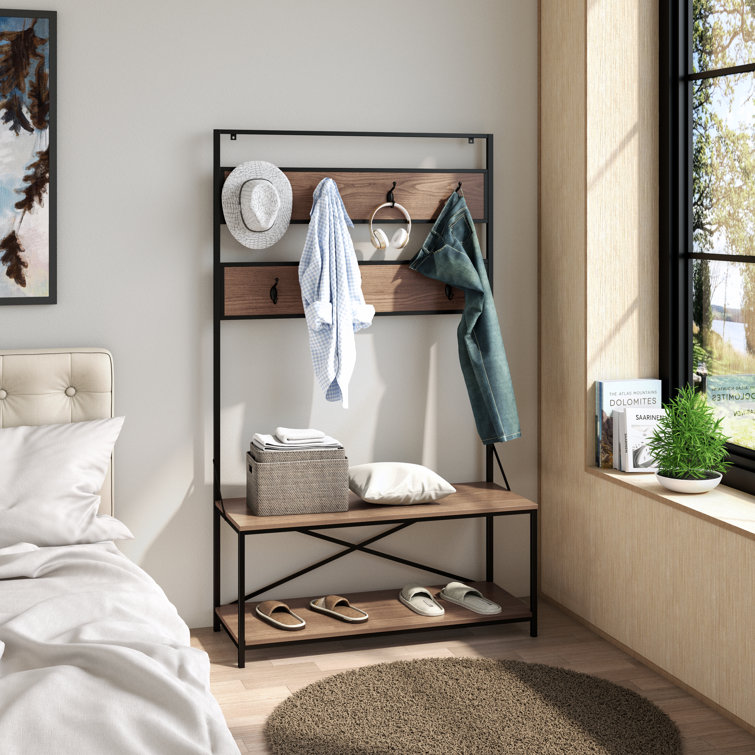 17 Stories Iron Hall Tree with Bench and Shoe Storage | Wayfair