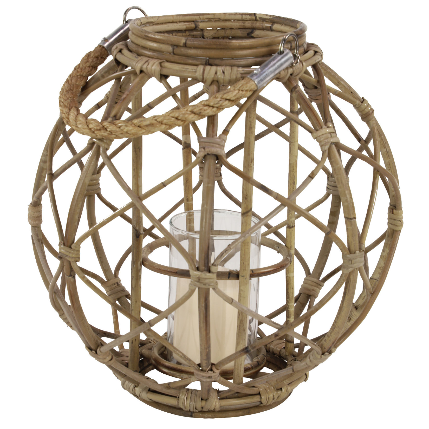 Joss & Main Round Rustic Woven Rattan Lantern | Wayfair