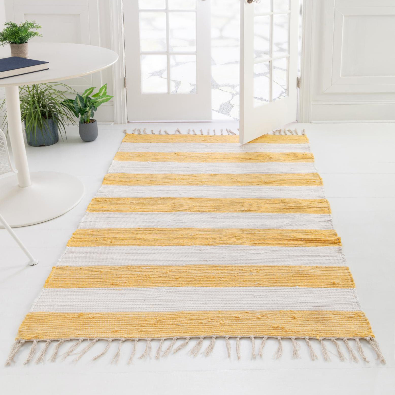August Grove® Abishanth Yellow/White Rug | Wayfair