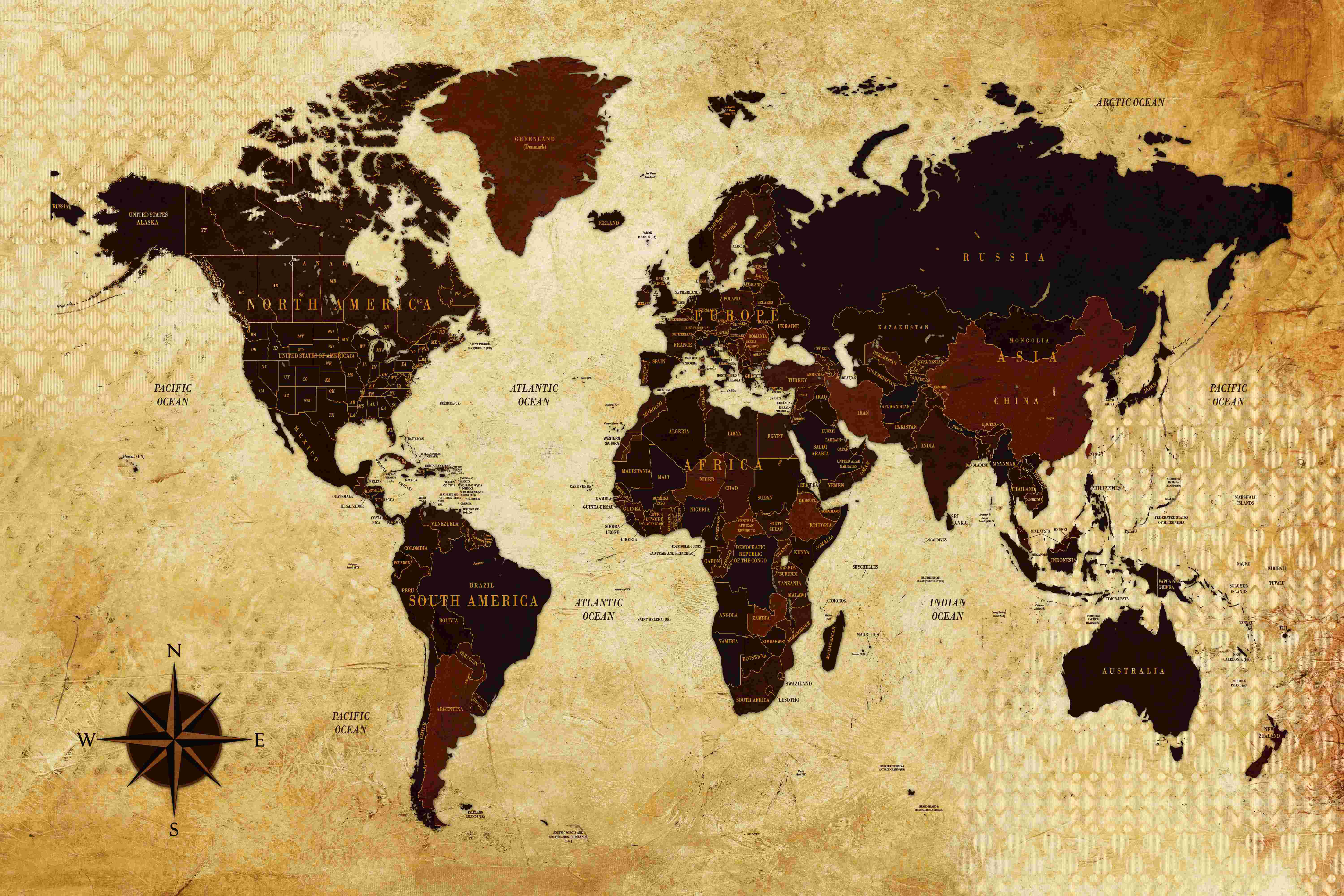 Breakwater Bay Distressed World Map - Wrapped Canvas Print | Wayfair