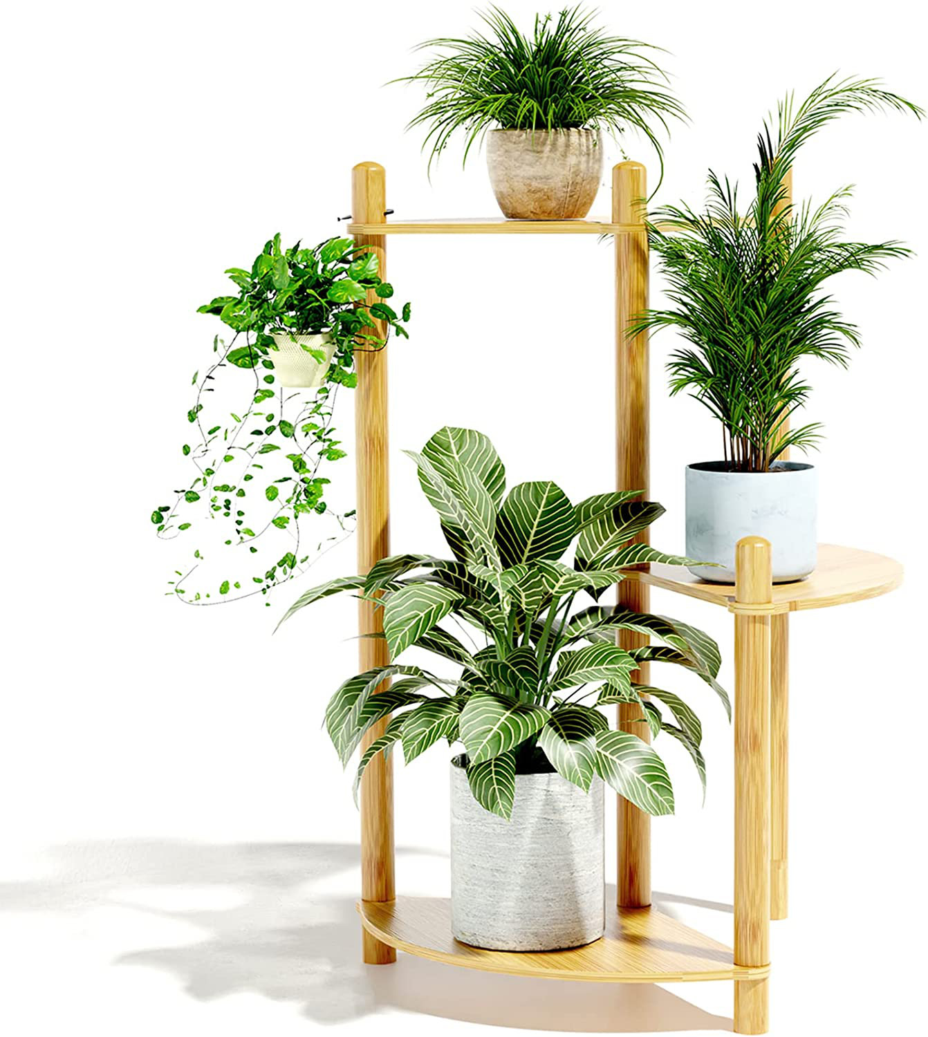 Arlmont & Co. Lasia Triangular Multi-Tiered Solid Wood Plant Stand ...