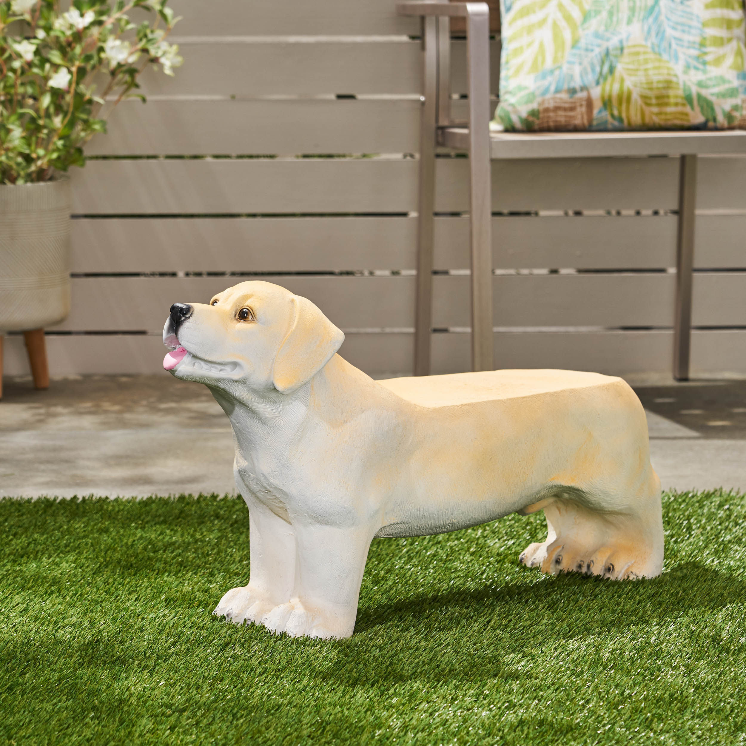 Winston Porter Jett Labrador Dog Concrete Garden Bench & Reviews | Wayfair