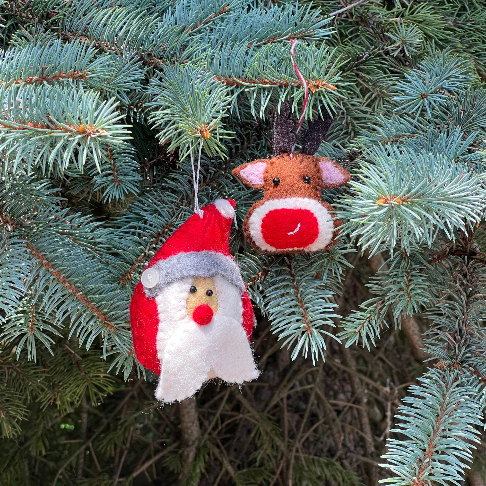 The Holiday Aisle® 2 Piece Santa and the Red Nosed Reindeer Hanging ...
