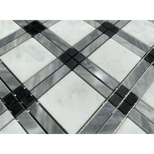 Marble Online 12" x 12" Marble Grid Mosaic Wall & Floor Tile | Wayfair