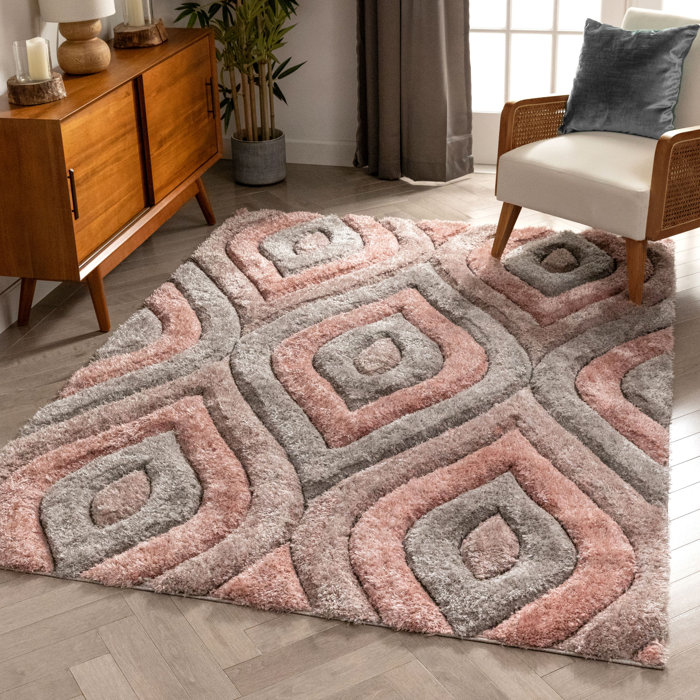 Ebern Designs San Francisco Shaggy Pink/Grey Rug & Reviews | Wayfair.co.uk