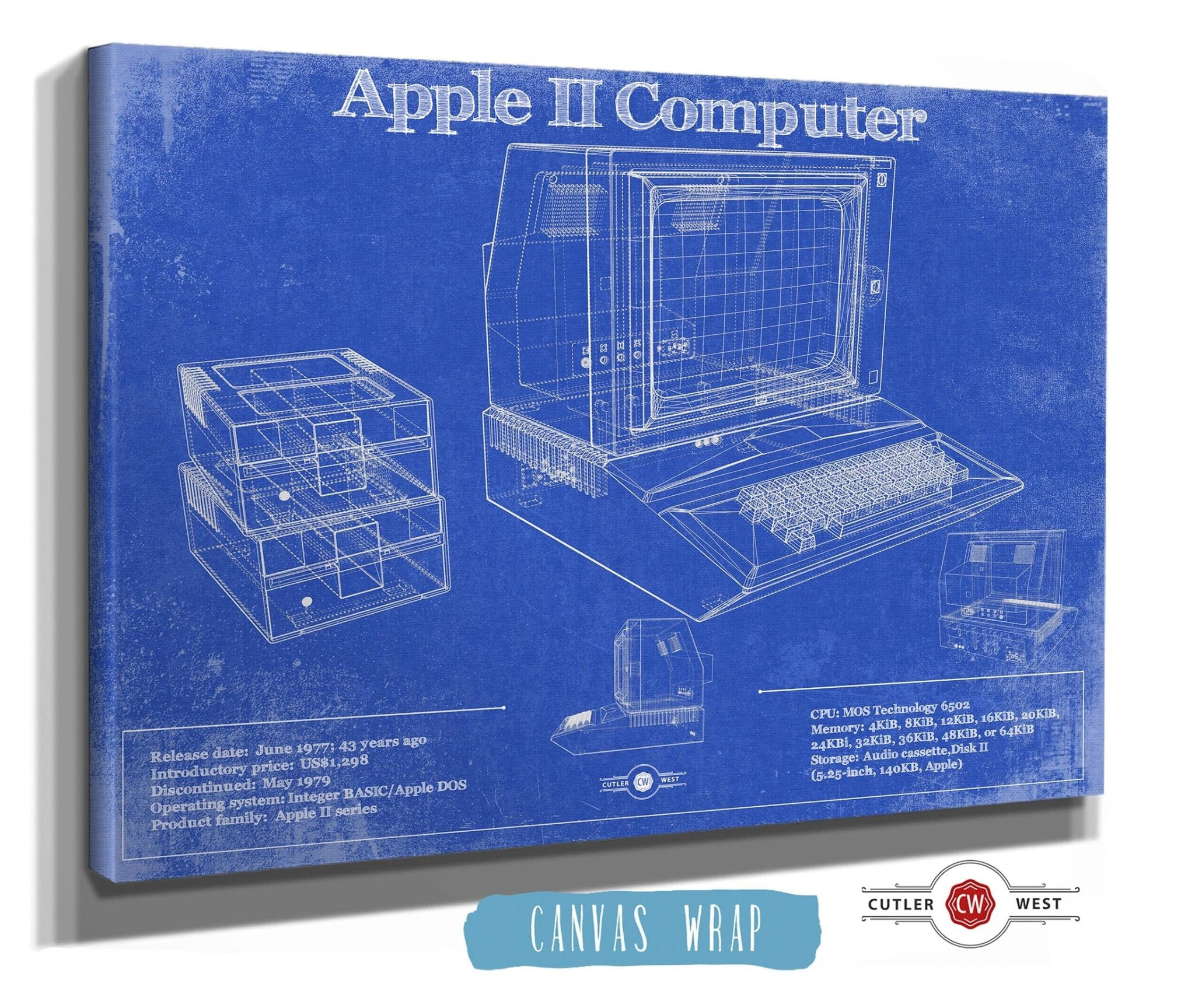 Cutler West Apple II Computer Blueprint by Brett Nelson - Graphic Art ...