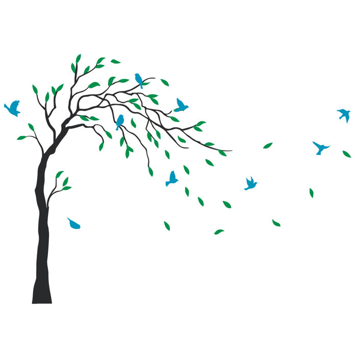 August Grove® Tree and Birds in Breeze Wall Decal & Reviews | Wayfair