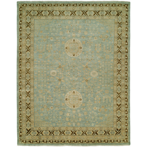 Canora Grey Shad Oriental Hand-Knotted Wool Area Rug in Blue | Wayfair