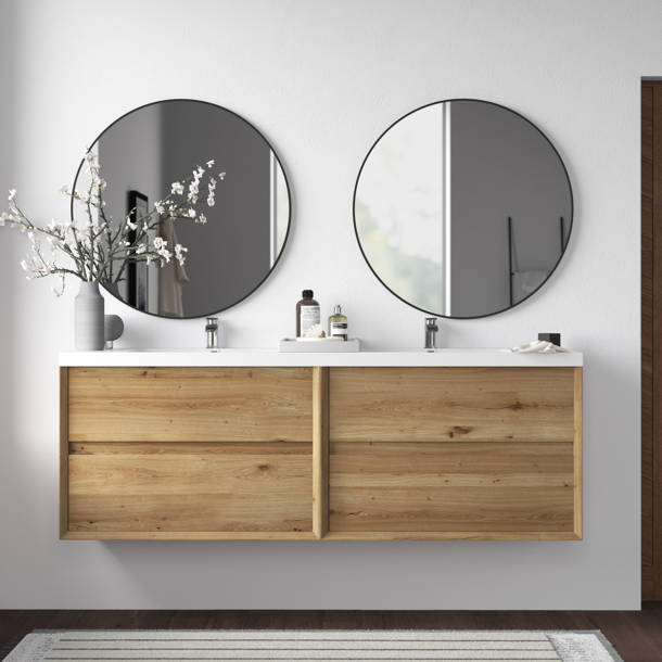 Loon Peak® Damilola 72'' Wall Mounted Double Bathroom Vanity with ...