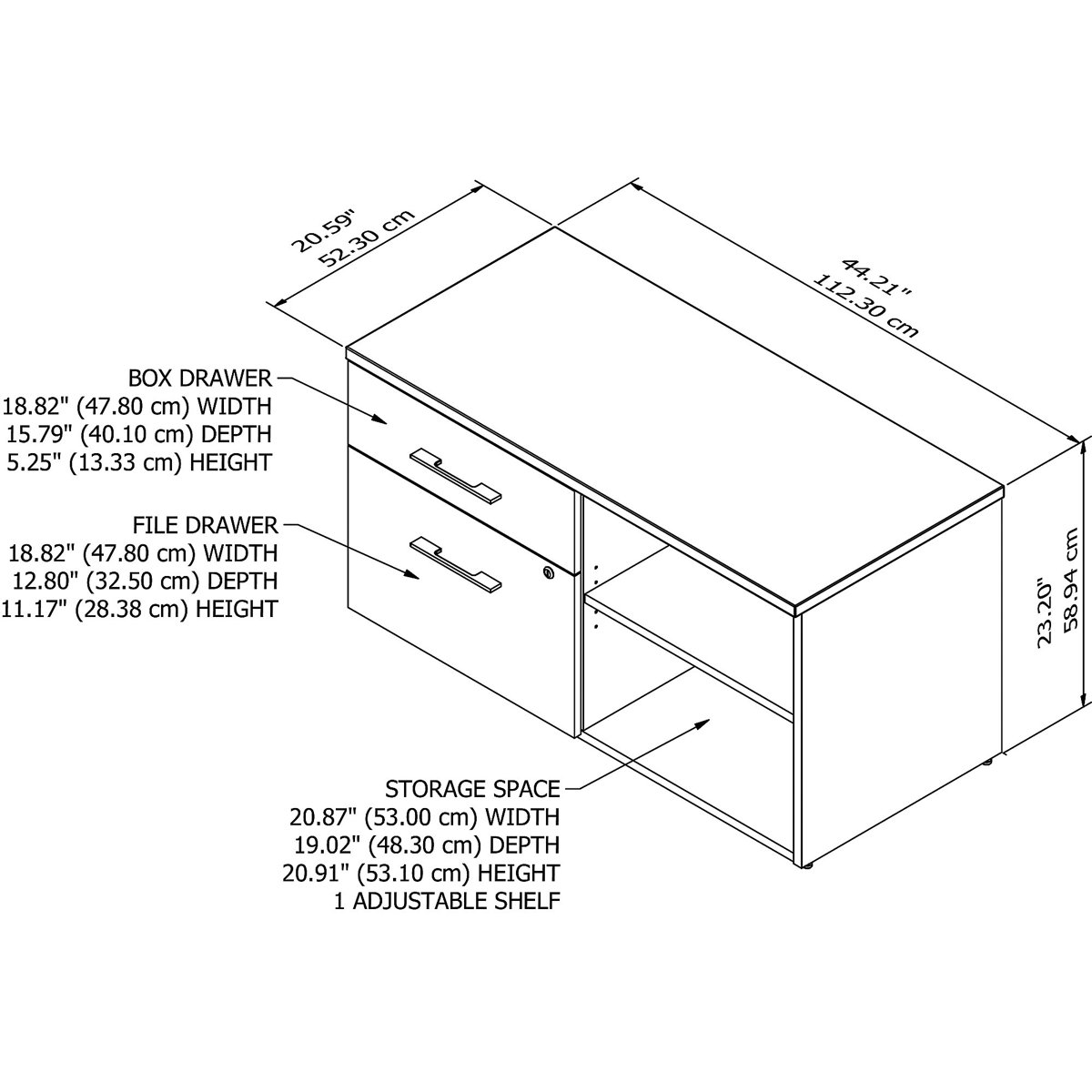 Bush Business Furniture Office 500 44.21'' Wide 2 - Drawer Filing ...
