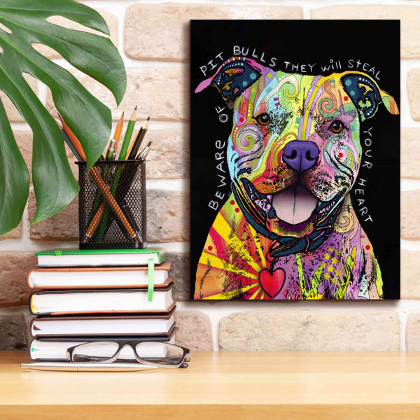 Latitude Run® Beware Of Pit Bulls by - Wrapped Canvas Painting | Wayfair