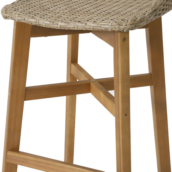 Beachcrest Home Earlene Acacia Wood 30" Patio Bar Stool | Wayfair