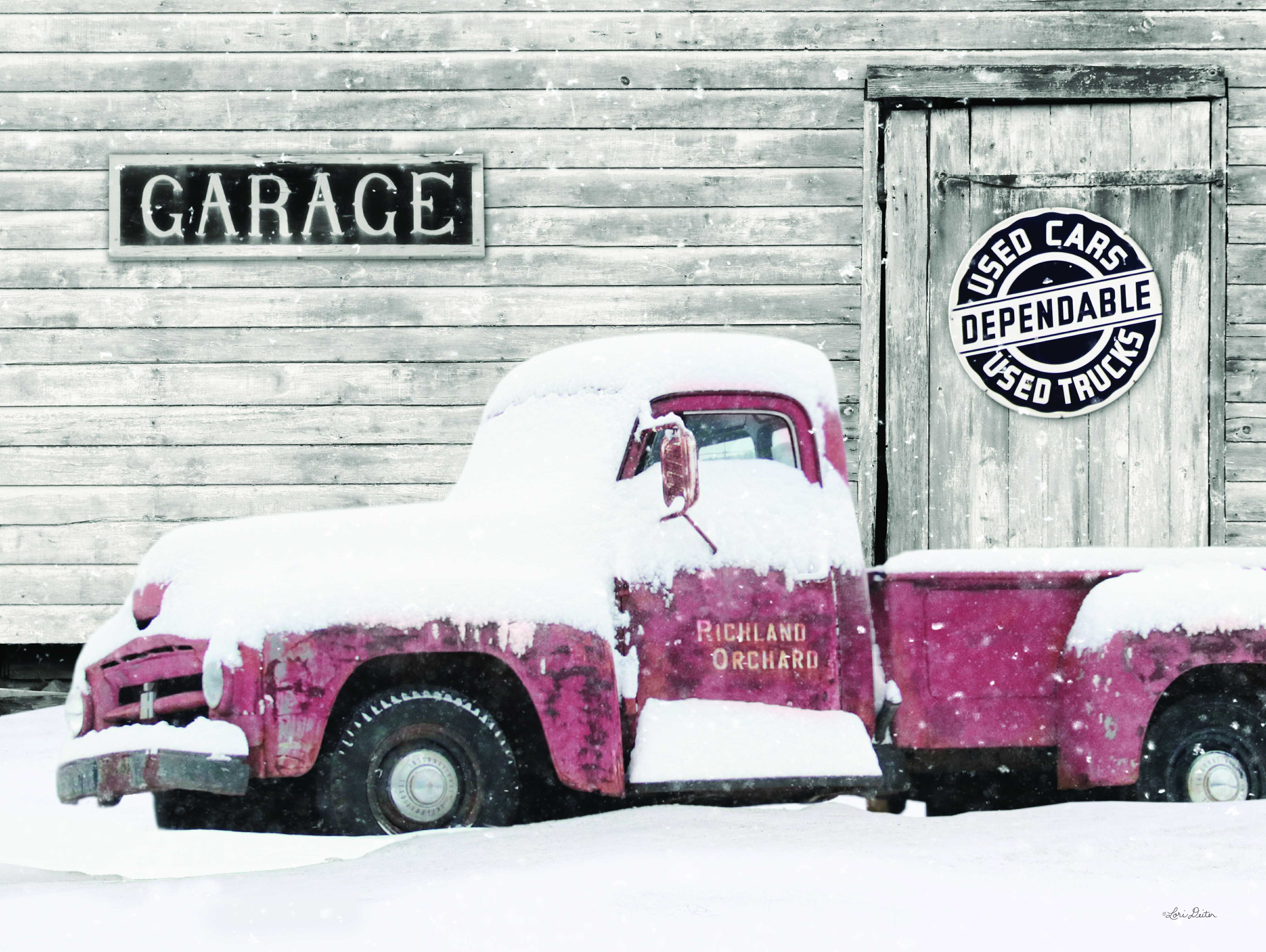 17 Stories Snowy Garage - Print on Canvas | Wayfair