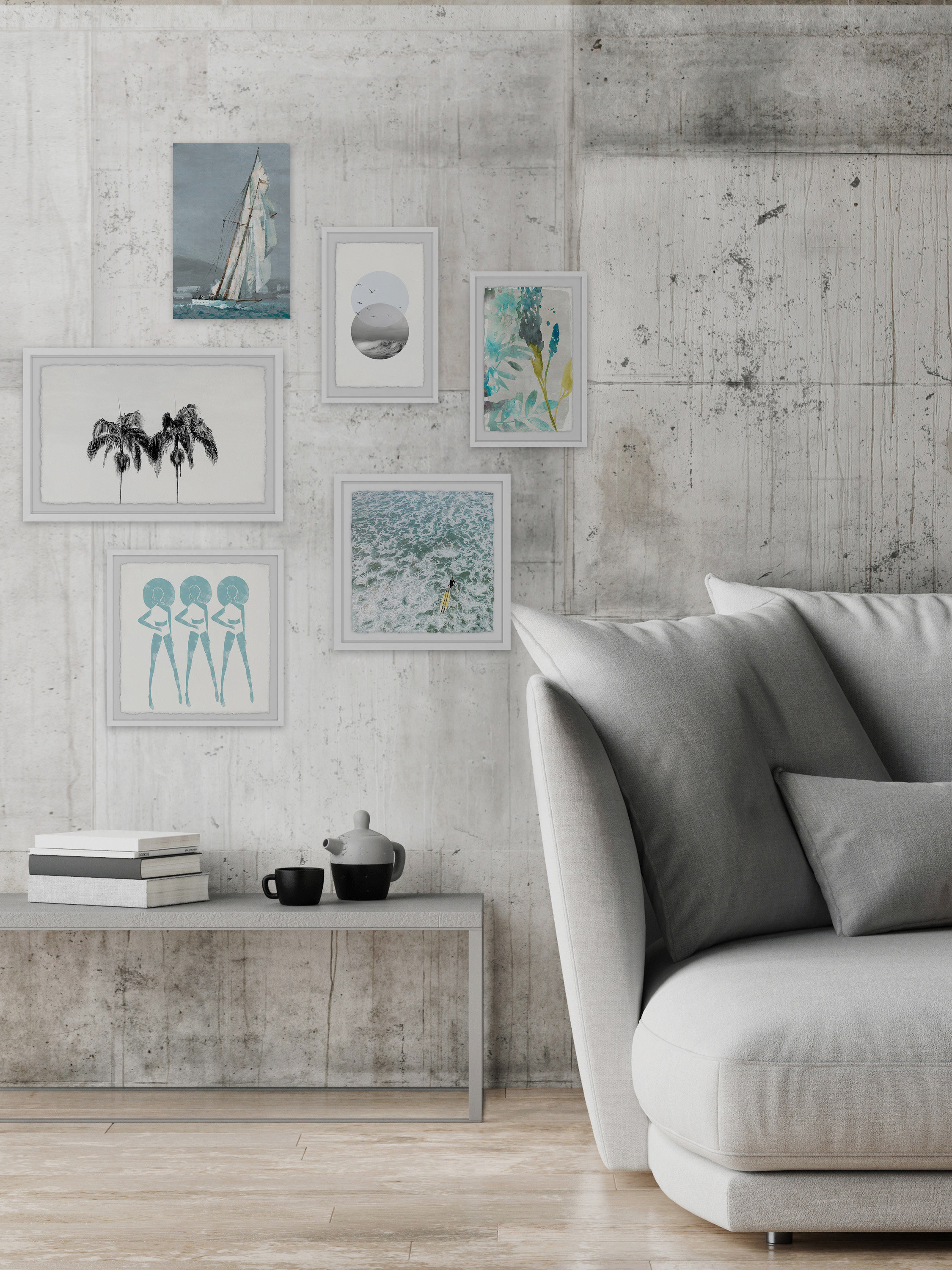 Rosecliff Heights Abdirazaq Hints Of Blue And Black Hexaptych - 6 Piece ...