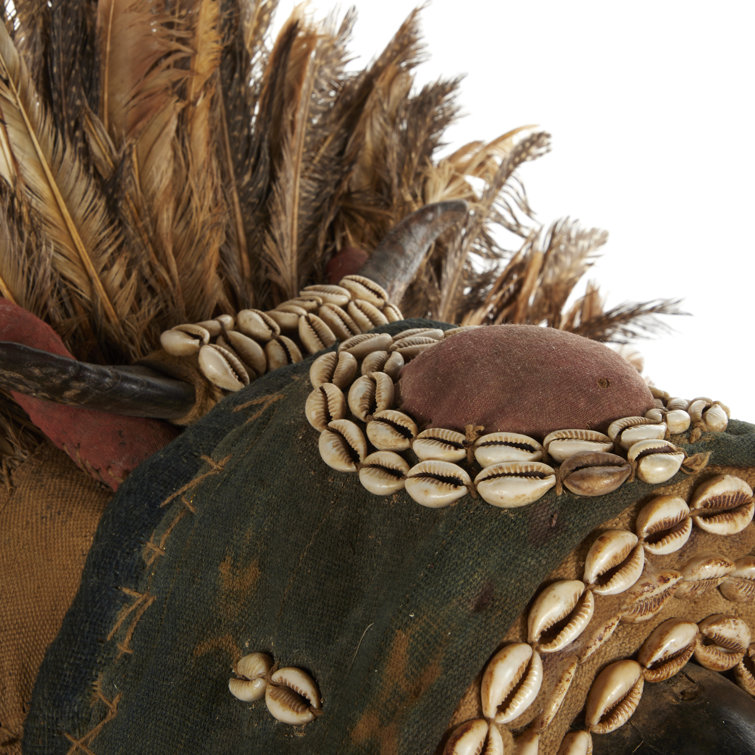 AfricanTreasures Large Hand-Carved Baobab Wood, Chicken Feathers and ...