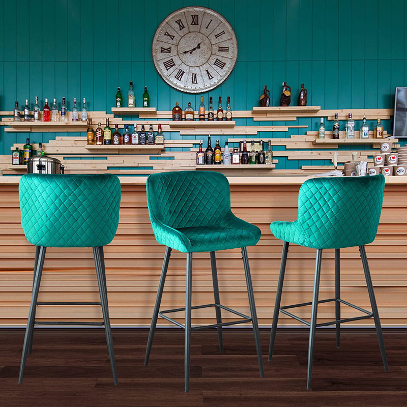 Sinda Funiture Luxury Velvet Bar Stools Bar Height, Set Of 2, 30 Inches ...