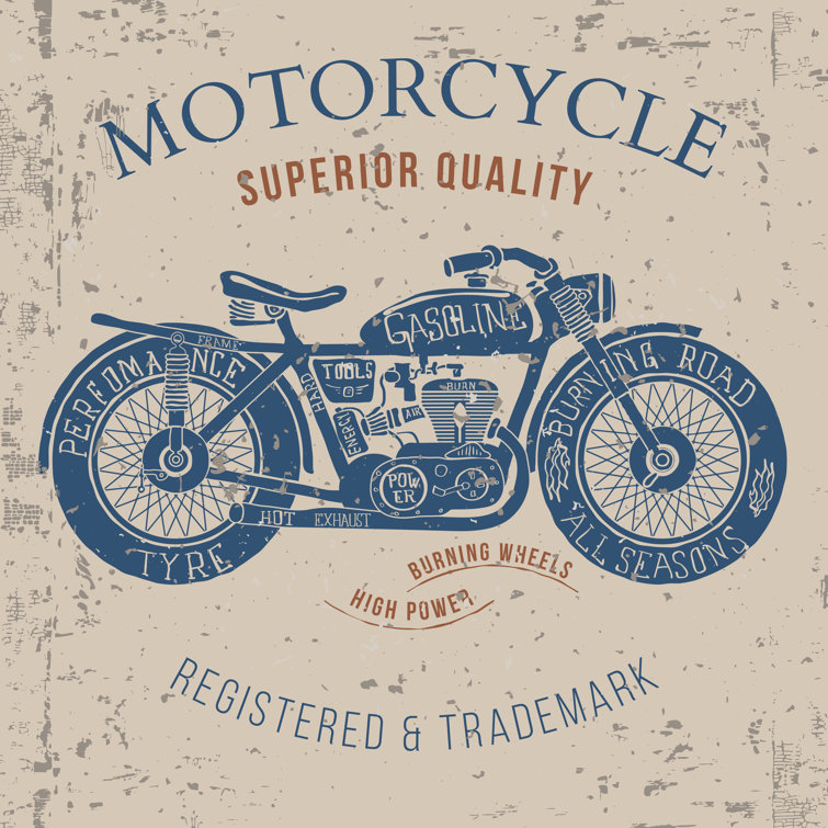 Rosalind Wheeler Vintage Motorcycle Design by Idimair - Wrapped Canvas ...