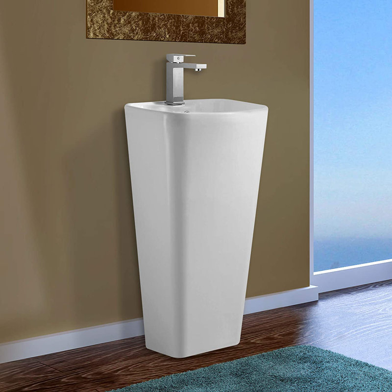 Fine Fixtures 33'' Tall Ceramic Rectangular Pedestal Bathroom Sink with ...