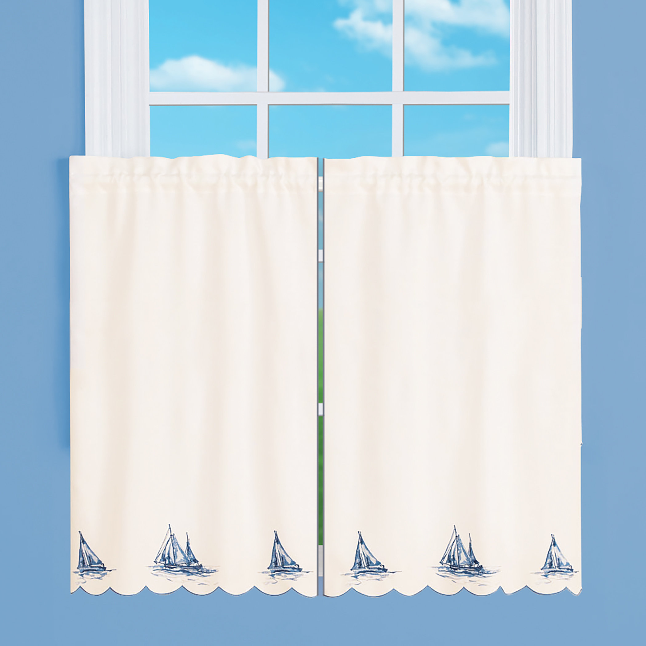 Breakwater Bay Raubsville Swag Cafe Curtain in White | Wayfair