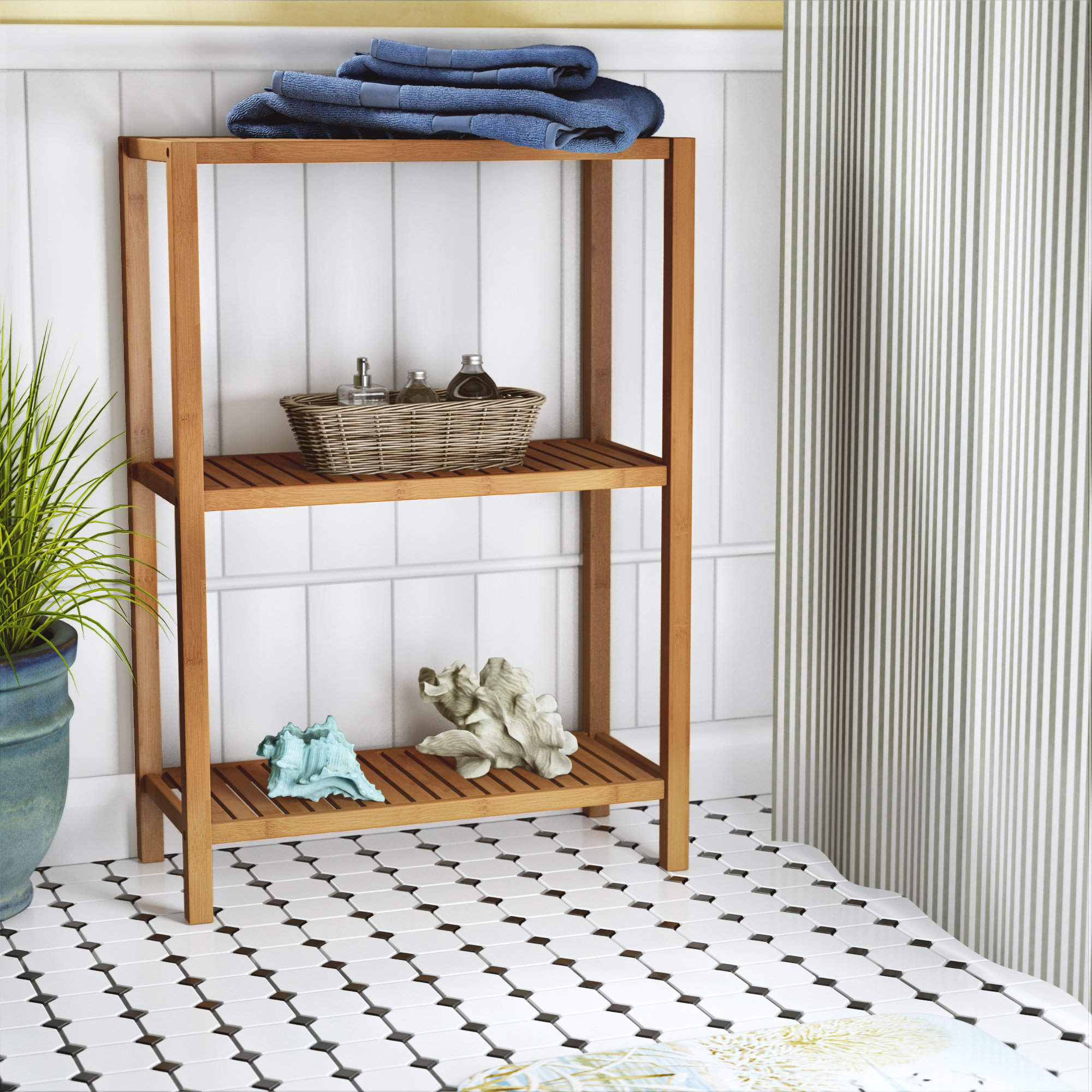 Red Barrel Studio® Apfelstadt Solid Wood Freestanding Bathroom Shelves ...