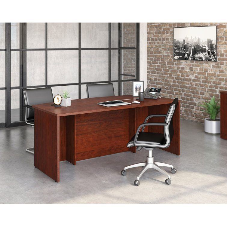 Latitude Run® 72" Bowfront Executive Desk In Hudson Elm | Wayfair