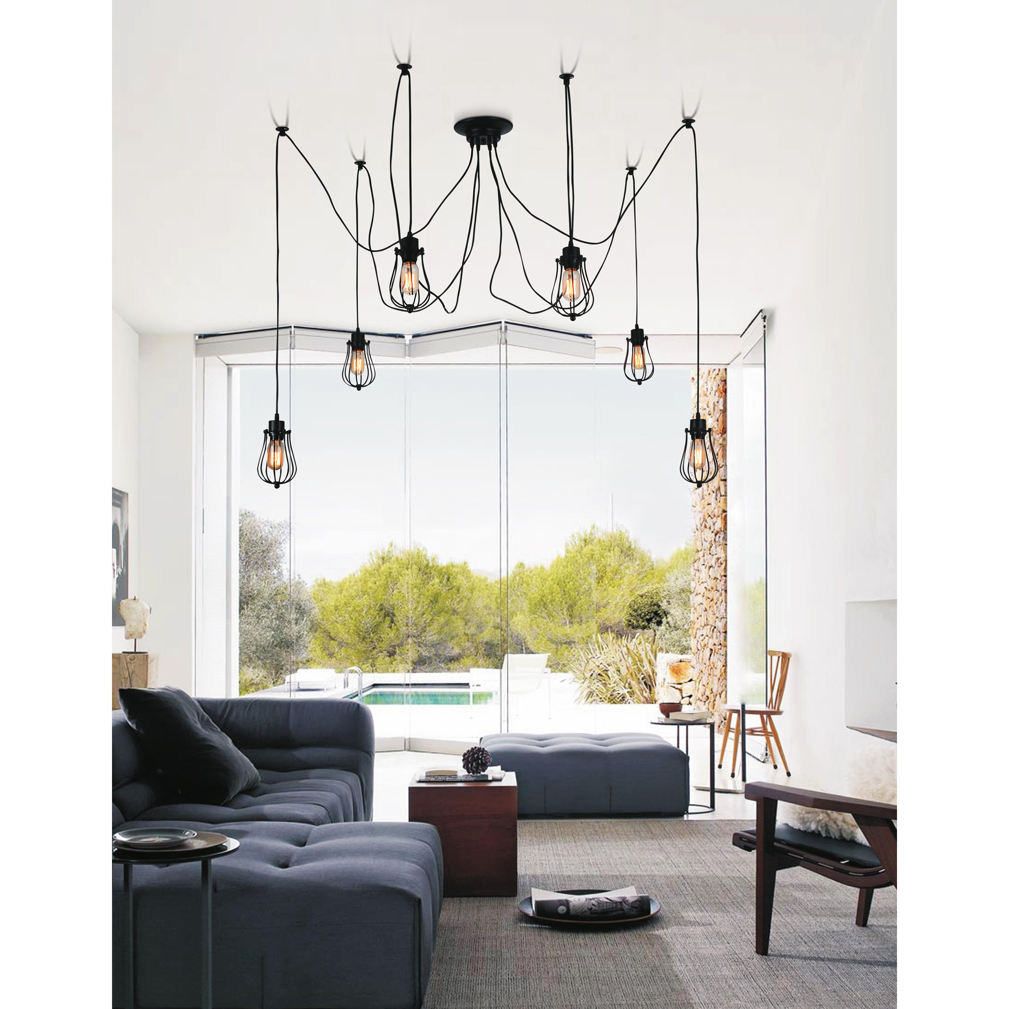 Williston Forge Thomas 6 - Light Black Cluster Pendant | Wayfair