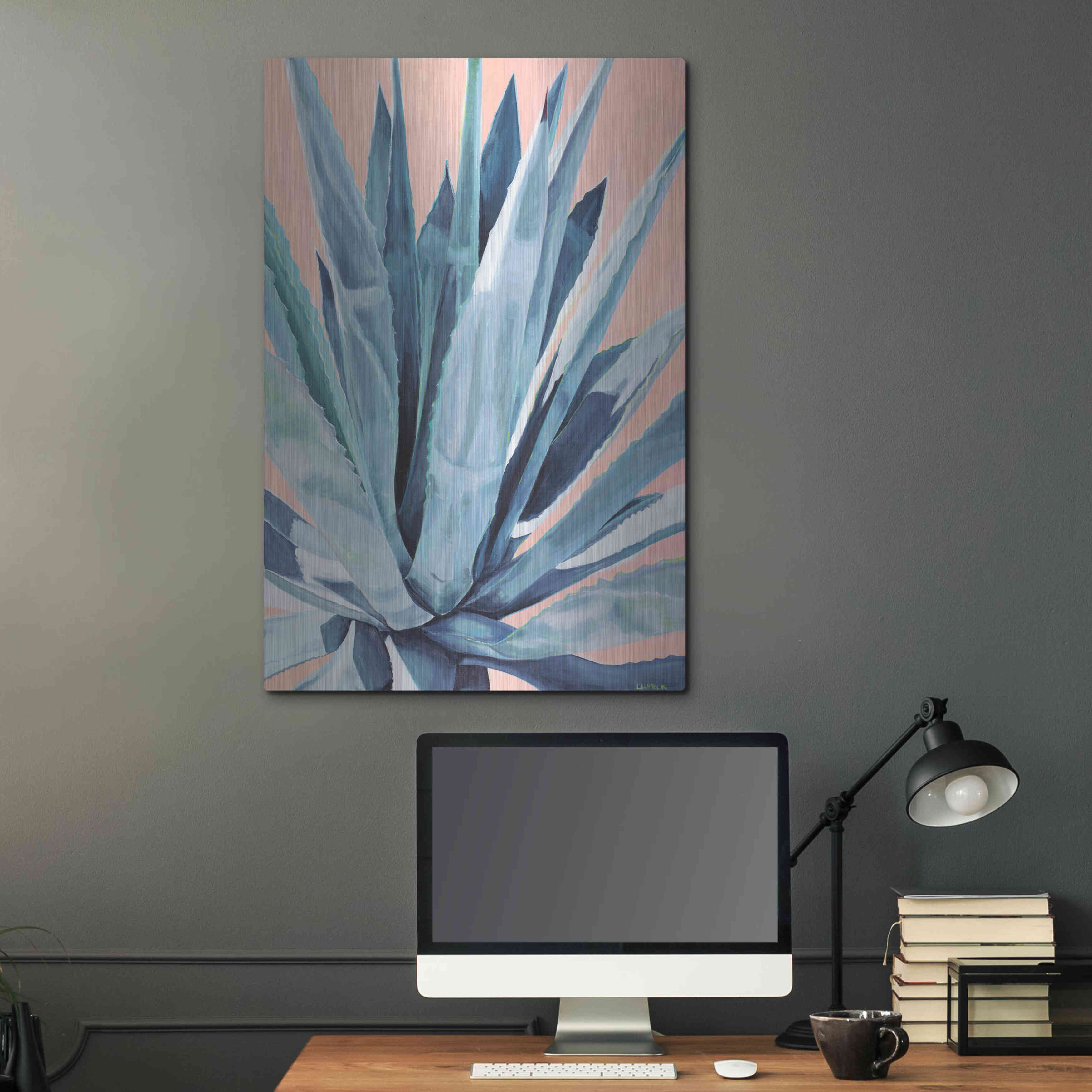 Dakota Fields Luxe Metal Art 'Agave With Coral By Alana Clumeck Agave ...
