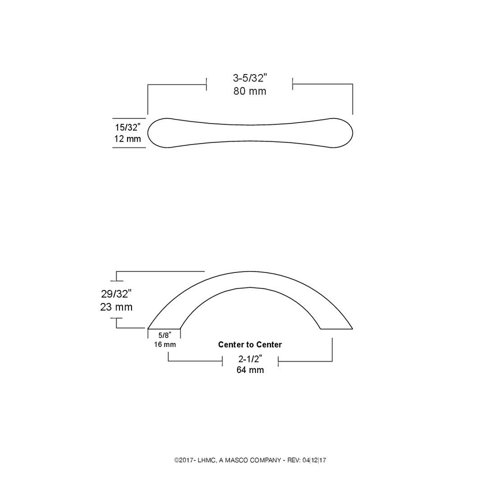 Liberty Hardware Tapered Bow 2 1/2" Center to Center Arch Pull ...