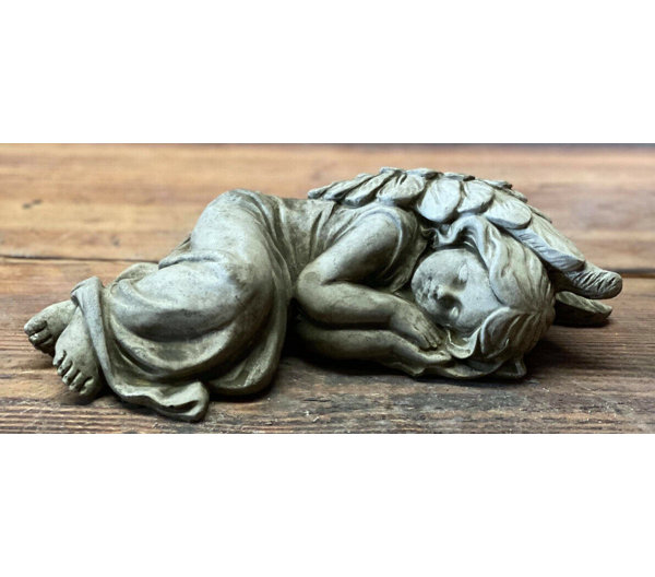 Marlow Home Co. Nuala Stone Garden Sleeping Angel With Wings Resting ...