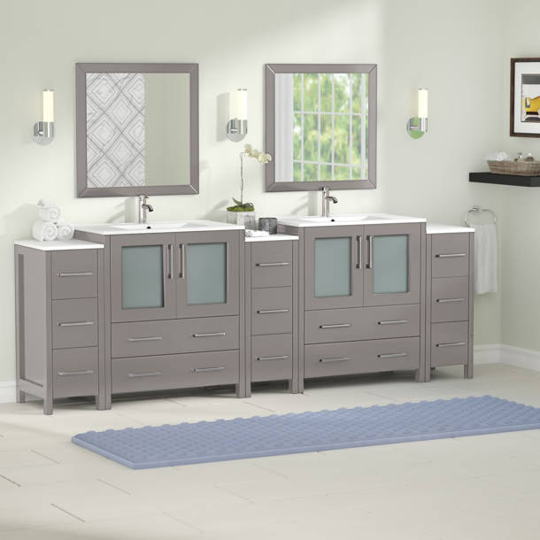 Wade Logan® Karson 108'' Free-standing Double Bathroom Vanity with ...
