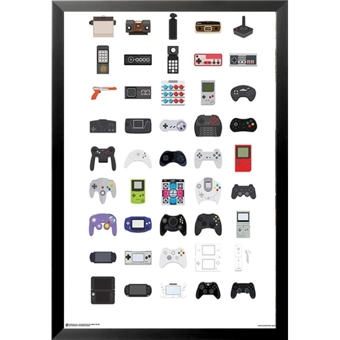 Buy Art For Less 45 Video Game Controllers Gaming Gamer - Flat Poster ...