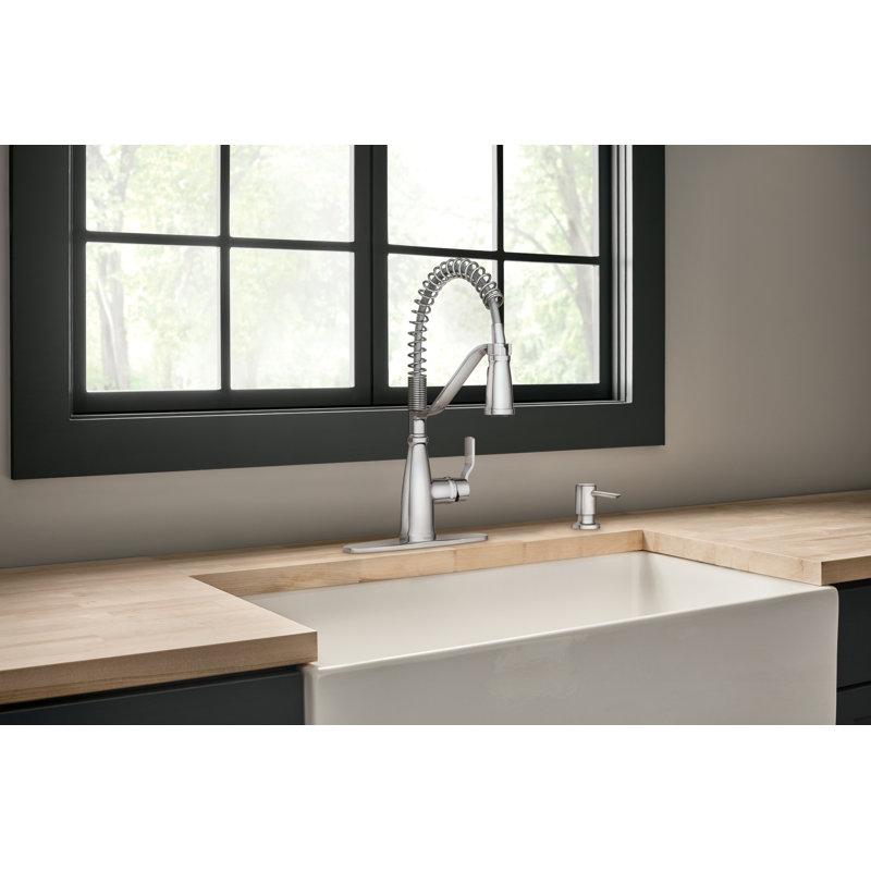 Moen Nolia Single Handle Pre-Rinse Spring Pulldown Kitchen Faucet ...