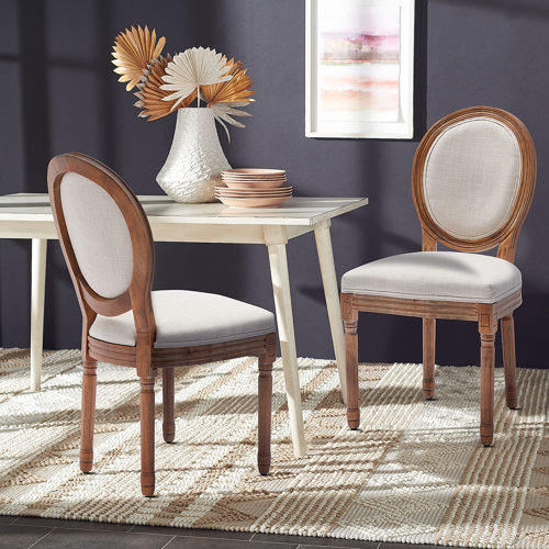 Ophelia & Co. Caille Linen King Louis Back Dining Chairs in Beige | Wayfair