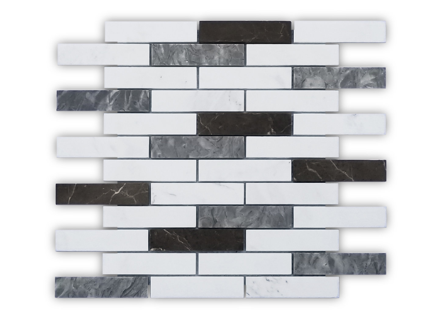 Mango Tile Twilight 12" x 12" Marble Mosaic Subway Wall & Floor Tile ...