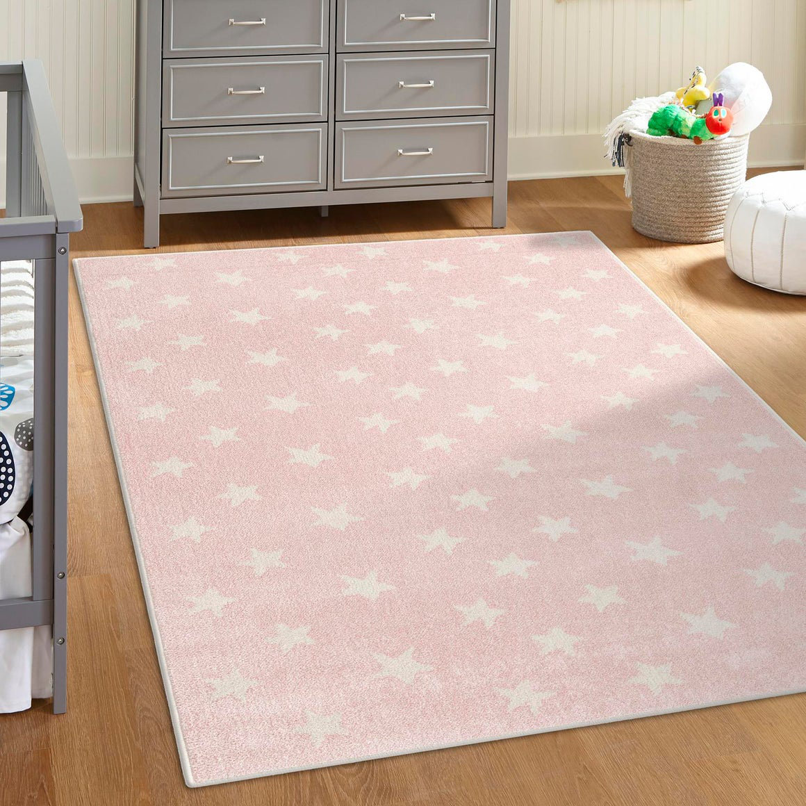 Unique Loom Whimsy Stars Baby Pink/Ivory Kid Rug | Wayfair