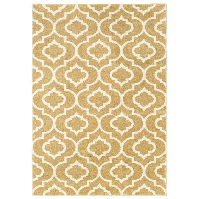 Mercer41 Tindley Performance Gold/ Ivory Rug | Wayfair
