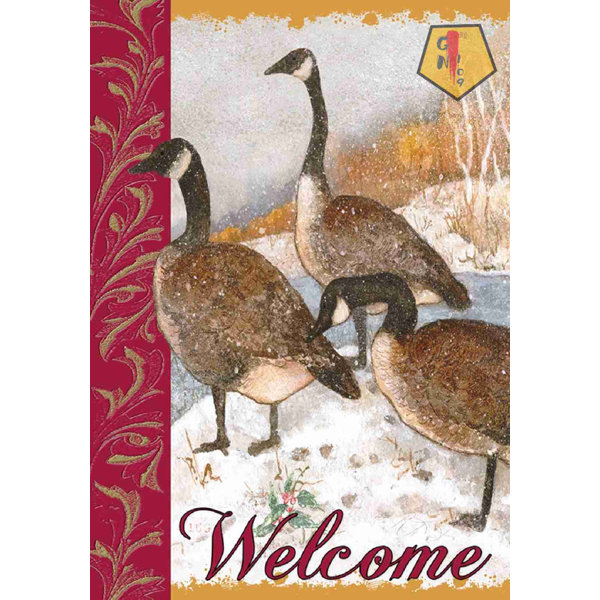 Arlmont & Co. Welcome Geese Decorative House Flag | Wayfair