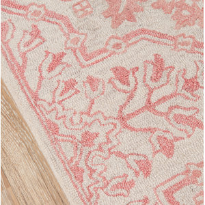 Birch Lane™ Cece Handmade Wool Pink/Ivory Rug & Reviews | Wayfair