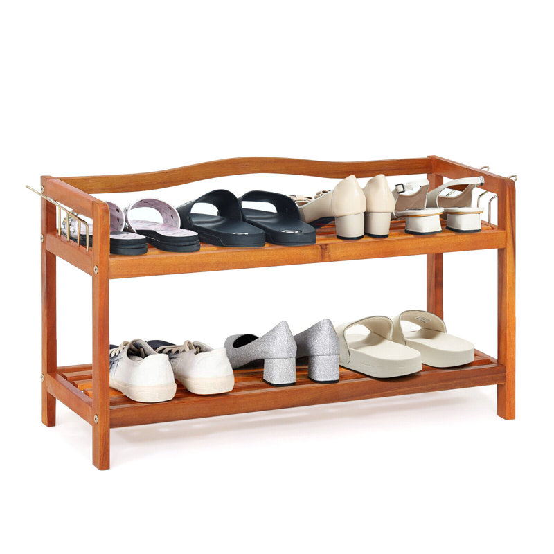 Bay Isle Home 8 Pairs Reddish Brown Solid Wood Shoe Rack & Reviews ...
