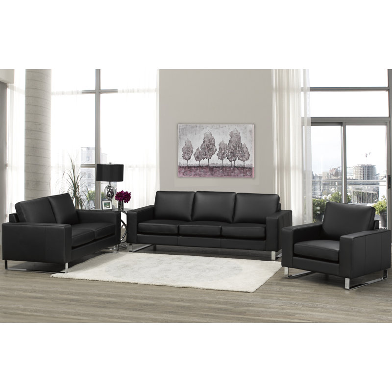 Orren Ellis Keown 3 - Piece Leather Living Room Set | Wayfair