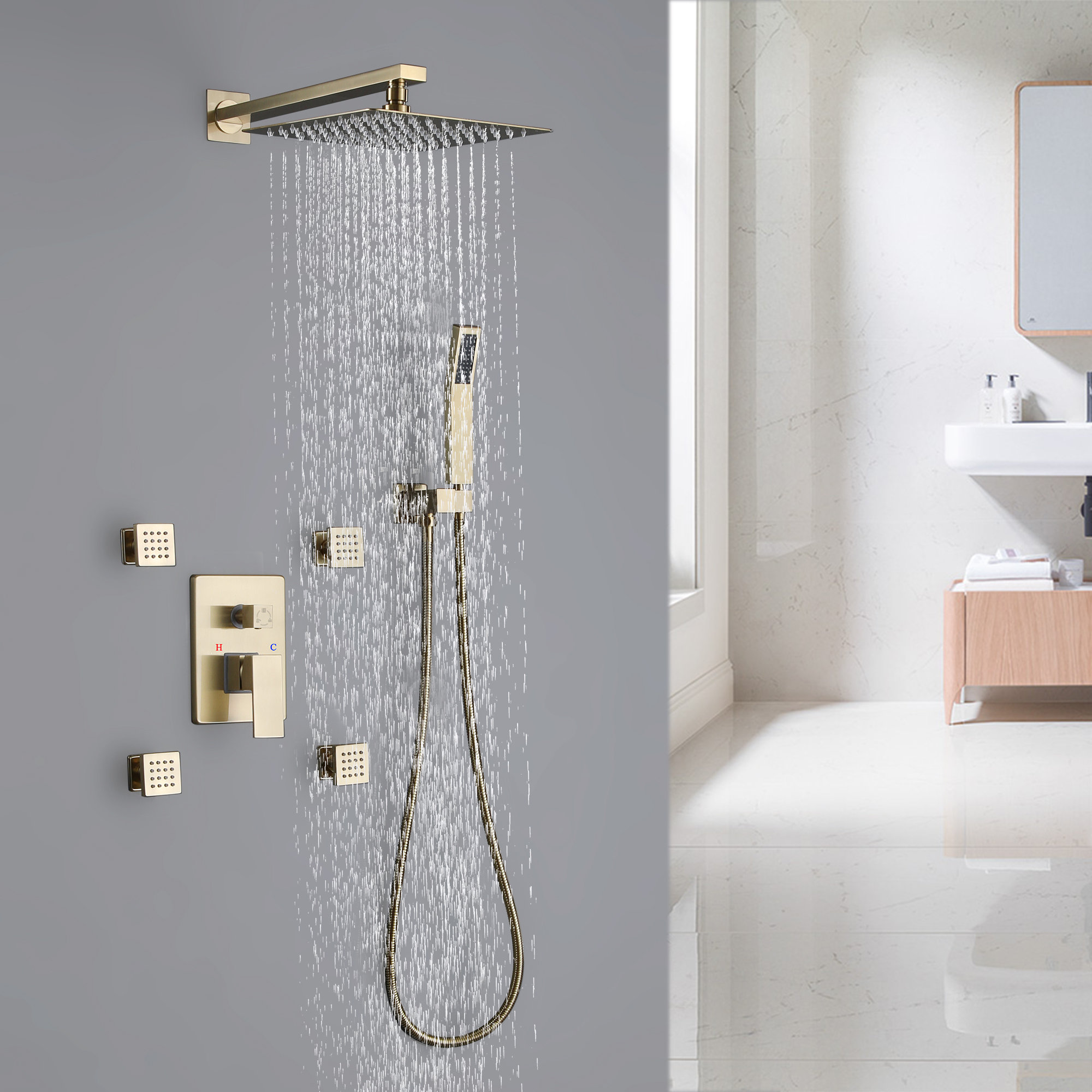 Inhouse Complete Shower System with Rough-in Valve | Wayfair