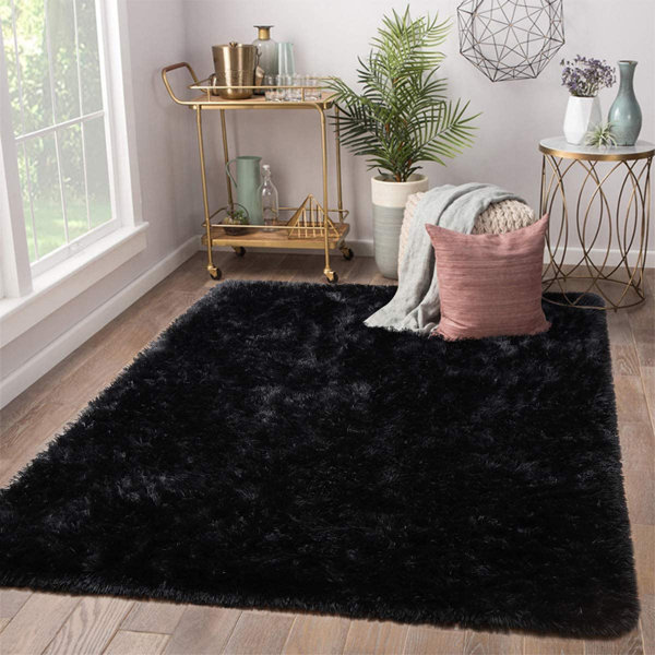 Mercer41 Antrese Shag Black Area Rug & Reviews | Wayfair