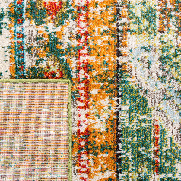Bungalow Rose Kaka Performance Green/Orange Rug & Reviews | Wayfair