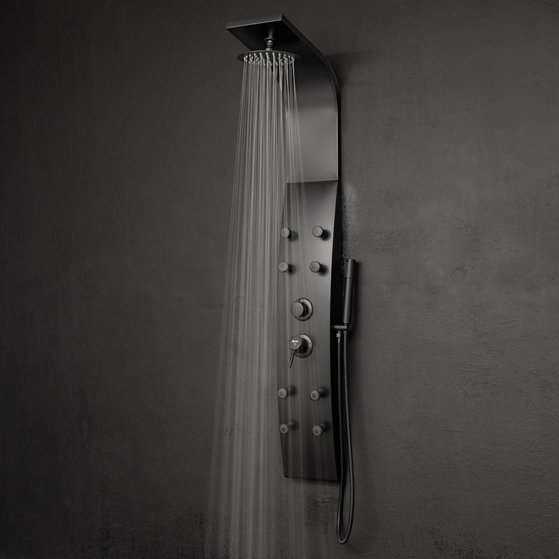 AKDY 8-Jet Multifunction Stainless Steel 57" Shower Panel with ...