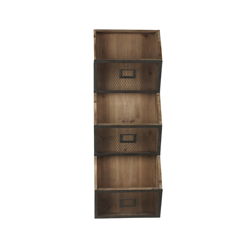 DSOV Burdock 13" x 37" x 7.5" Rustic Wood and Metal Wall Vertical ...