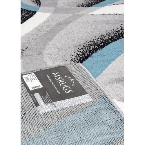 Ebern Designs Juelz Performance Gray/Blue/White Rug & Reviews | Wayfair