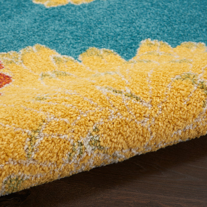 Andover Mills™ Amick Performance Turquoise/Yellow/Orange Rug & Reviews ...