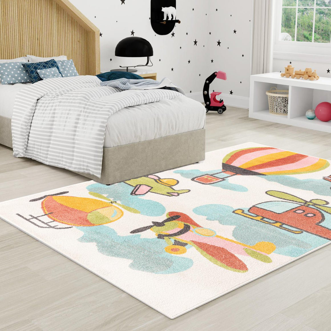 Unique Loom Whimsy Flying High Blue/Yellow/Red Kid Rug | Wayfair